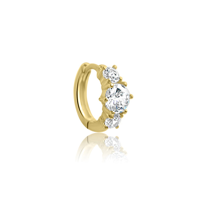 CHLUXE Stacked Crystal Huggie Hoop - 14K Yellow Gold