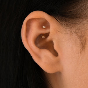 Crystal Curved Rook Barbell - Implant Grade Titanium - Hypoallergenic